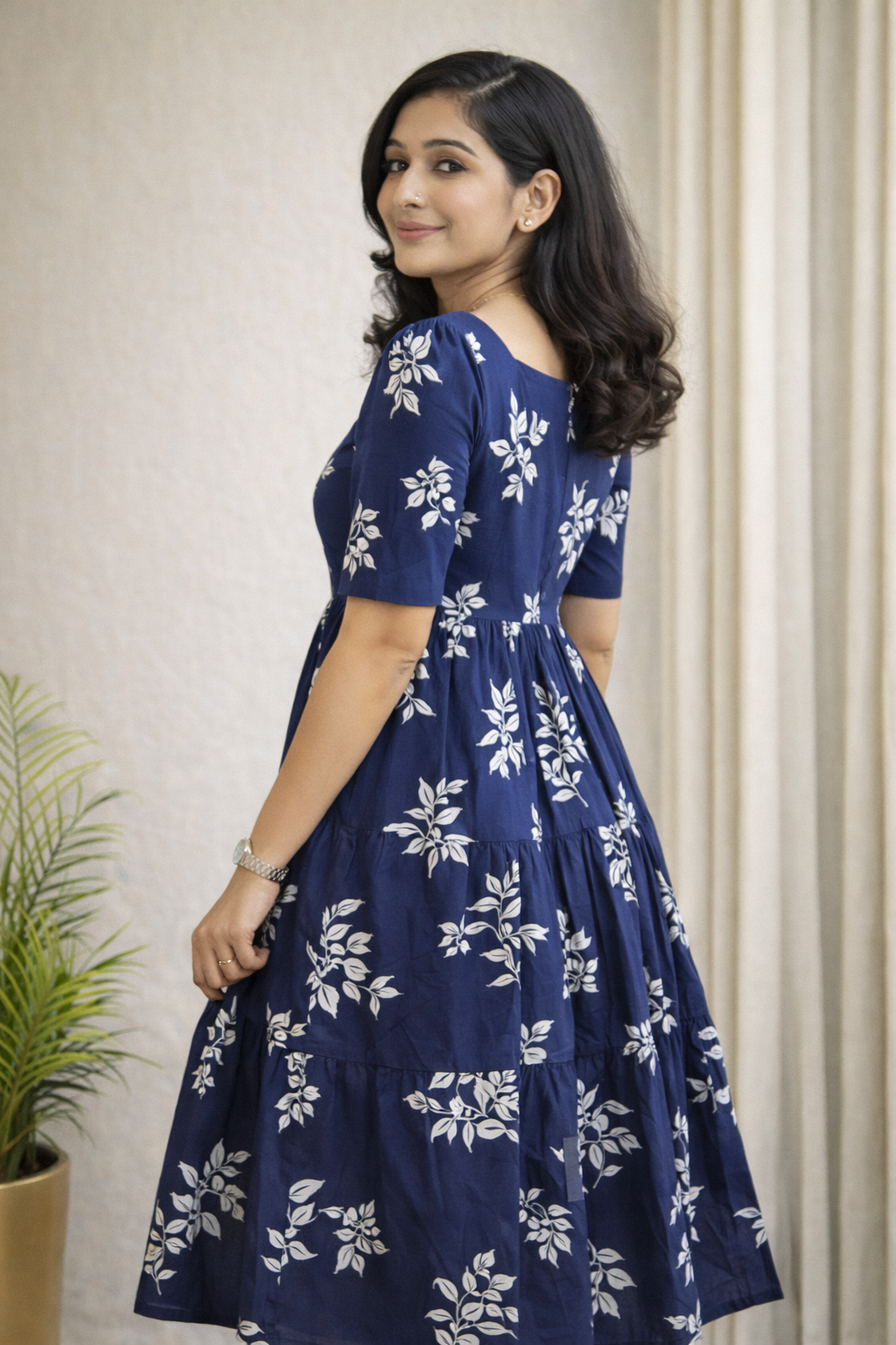 Elegant blue square print kurti crafted in soft rayon fabric for all-d ...